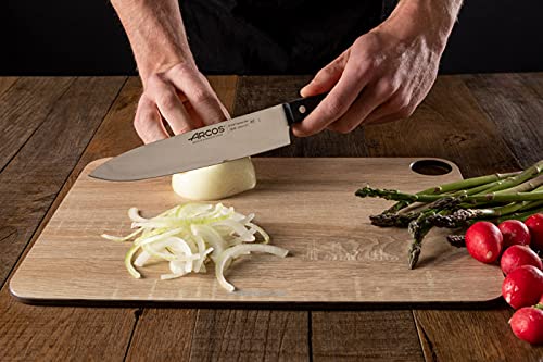 Arcos Chef Knife 8 Inch Stainless Steel. Cooking Knife to Cut and Peel Small Food. Ergonomic Polyoxymethylene Handle and 200mm Blade. Series Universal. Color Black