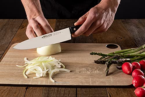 Arcos Chef Knife 8 Inch Stainless Steel. Cooking Knife to Cut and Peel Small Food. Ergonomic Polyoxymethylene Handle and 200mm Blade. Series Universal. Color Black