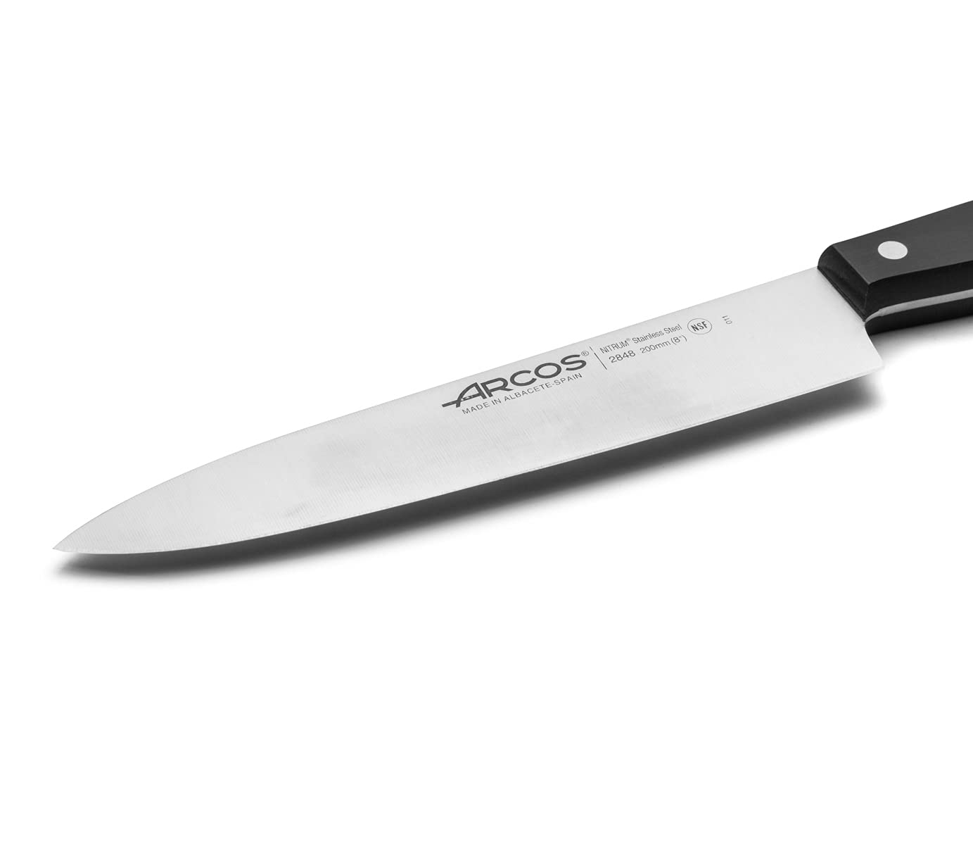 Arcos Chef Knife 8 Inch Stainless Steel. Cooking Knife to Cut and Peel Small Food. Ergonomic Polyoxymethylene Handle and 200mm Blade. Series Universal. Color Black