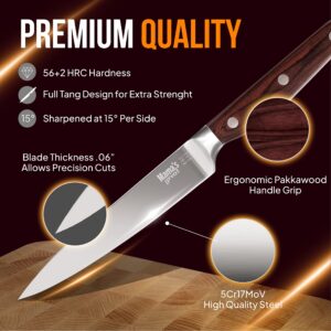 Mama's Great 5 inch Kitchen Utility Knife with Razor Sharp 7cr17mov High Carbon Stainless Steel Full Tang Blade and Ergonomic Non-Slip Pakkawood Handle