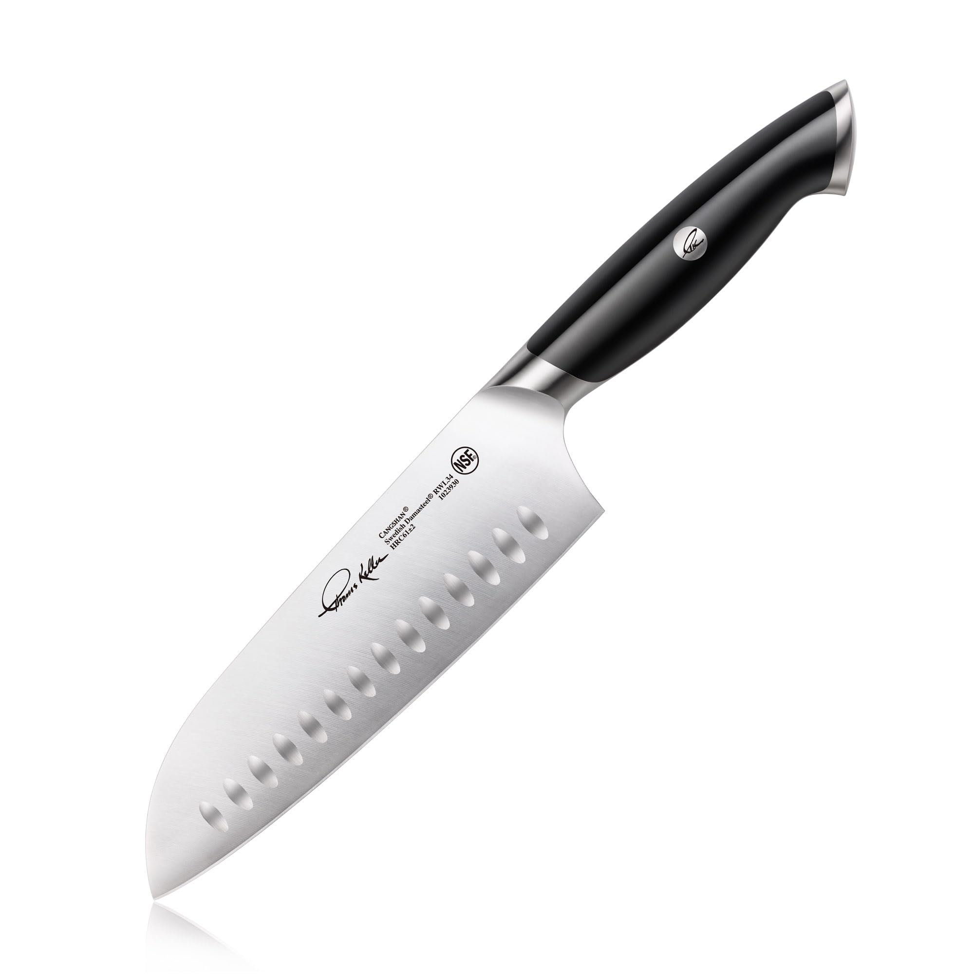 Cangshan Thomas Keller Signature Collection Swedish Powder Steel Forged, 7-Inch Santoku Knife, Black