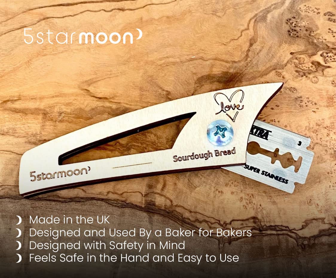 5 star moon US Designed - THE SHARK Bread Lame, Bread lame Tool for Rustic Sourdough Bread. This Artisan Baker Bread Lame used for Scoring Dough to Release Steam. Includes 1 lames 1 Protective pouch