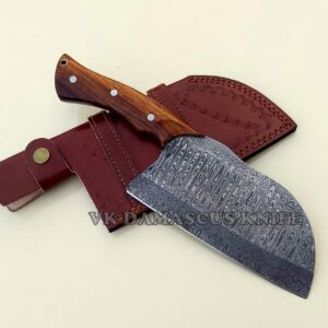 JNR Traders Handmade Damascus Steel Cleaver Knife Serbian Chef Knife with Sheath Butcher knife Meat Cleaver JNR-5518