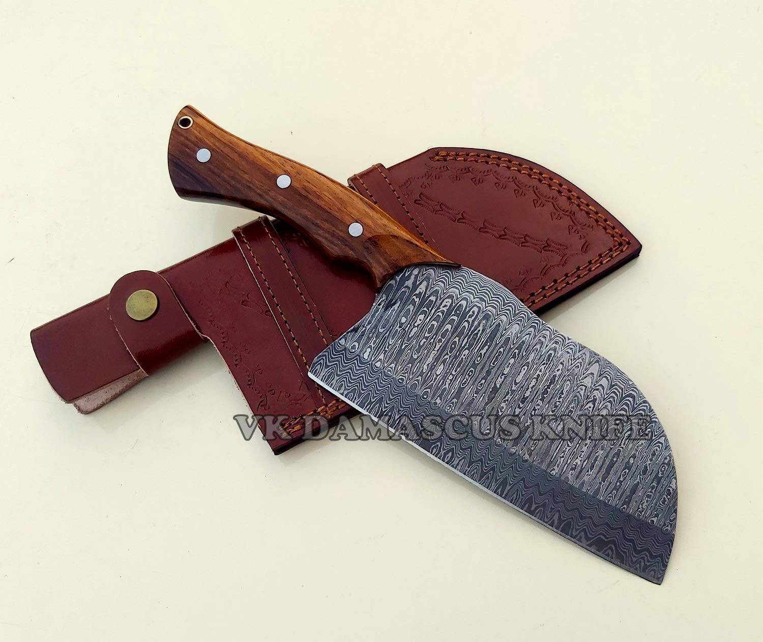 JNR Traders Handmade Damascus Steel Cleaver Knife Serbian Chef Knife with Sheath Butcher knife Meat Cleaver JNR-5518