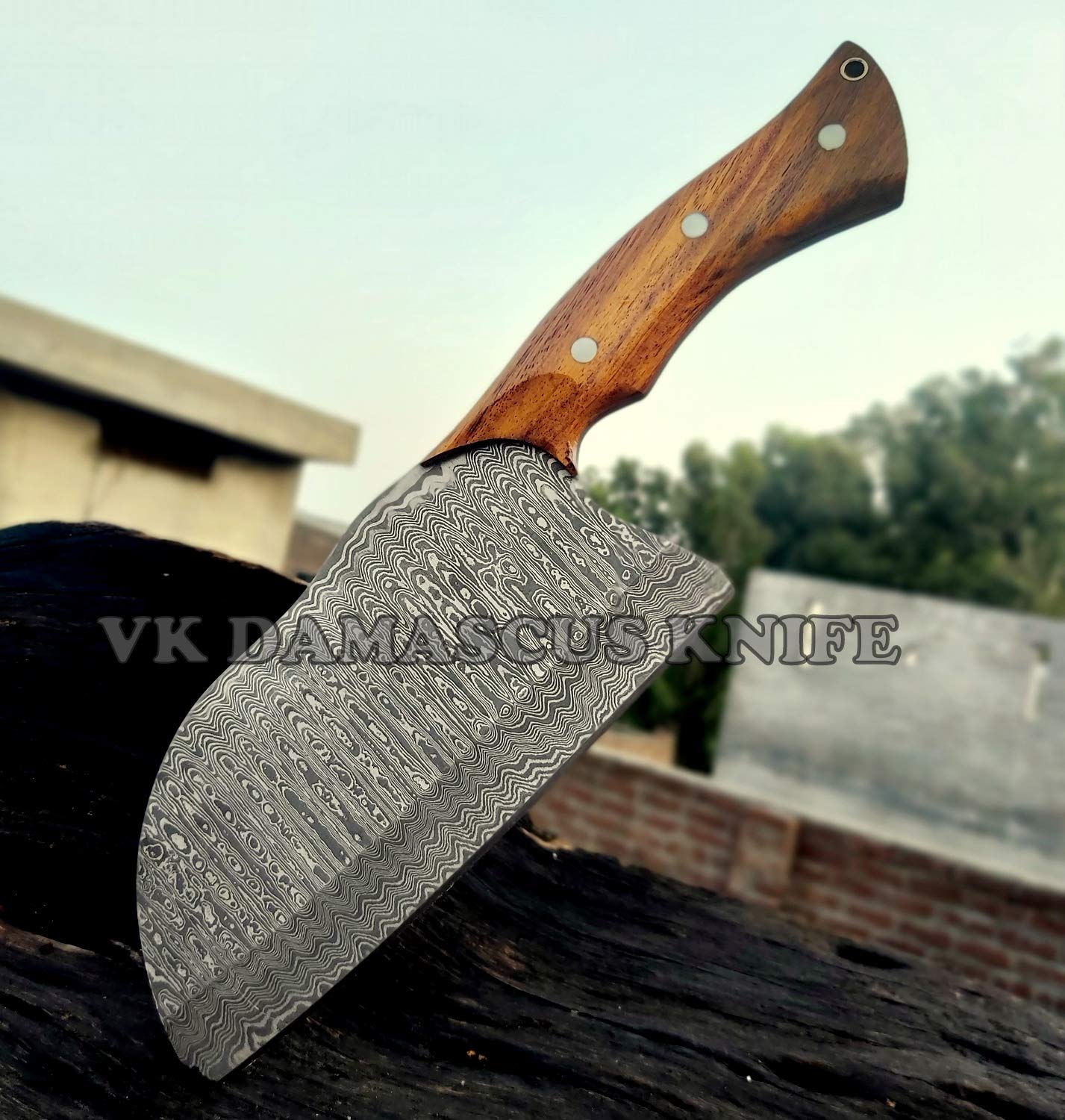 JNR Traders Handmade Damascus Steel Cleaver Knife Serbian Chef Knife with Sheath Butcher knife Meat Cleaver JNR-5518