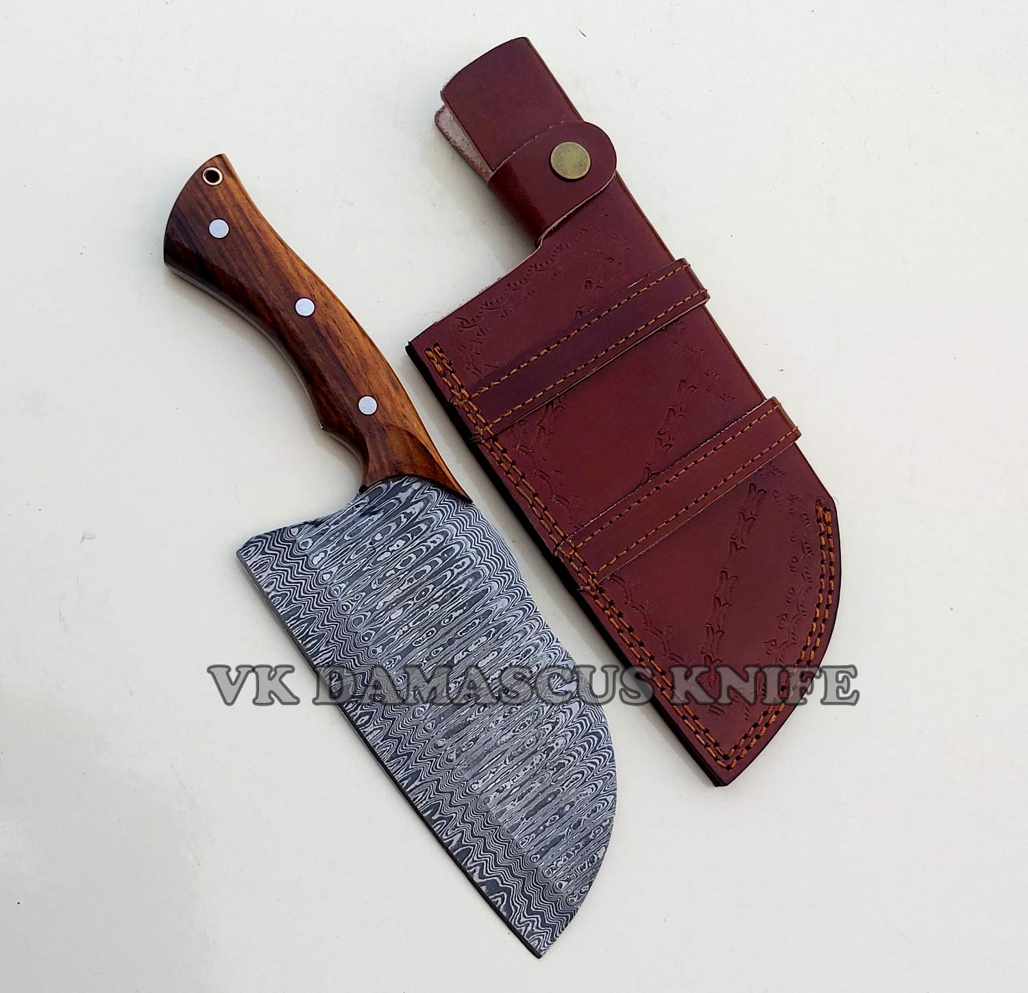 JNR Traders Handmade Damascus Steel Cleaver Knife Serbian Chef Knife with Sheath Butcher knife Meat Cleaver JNR-5518