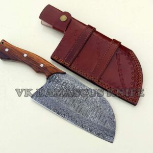 JNR Traders Handmade Damascus Steel Cleaver Knife Serbian Chef Knife with Sheath Butcher knife Meat Cleaver JNR-5518