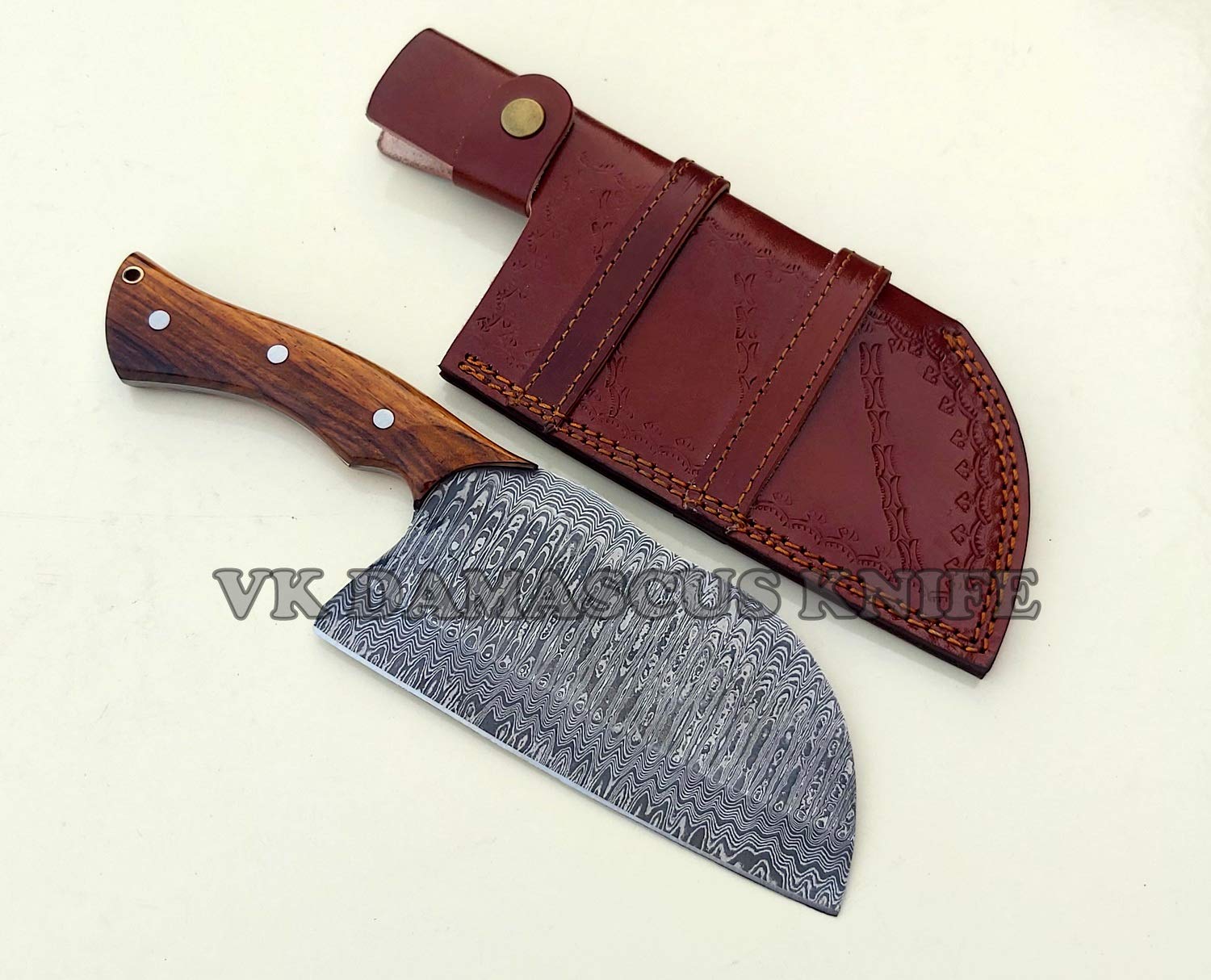 JNR Traders Handmade Damascus Steel Cleaver Knife Serbian Chef Knife with Sheath Butcher knife Meat Cleaver JNR-5518