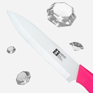 LIANGTAI Ceramic Knife 5 Inch Kitchen Utility Knife【Blade Thickness 1.8mm】 (Pink Handle)