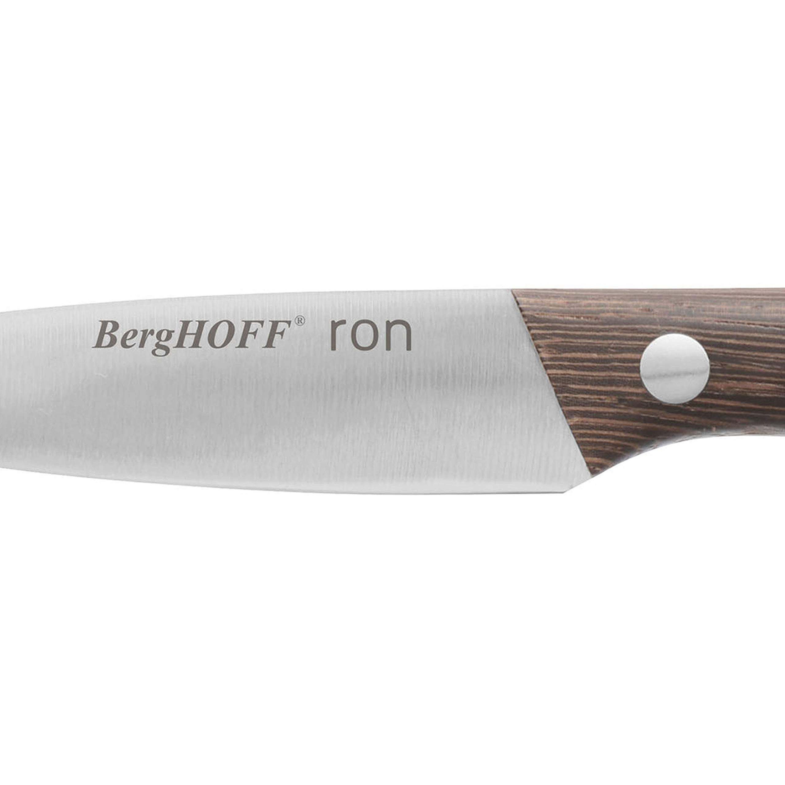 Berghoff RON Acapu Paring Knife 3.25" Silver & Brown Crack-resistant Ergonomically Designed Wood Handle Sharp & Well Balanced