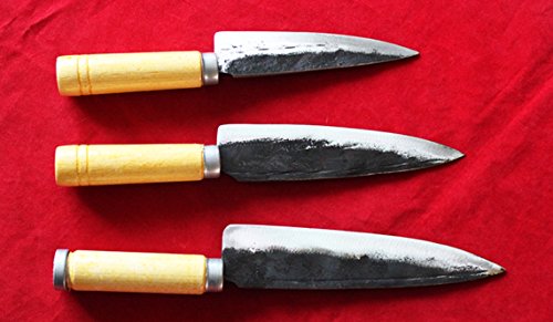 Buheung Rail Forged Cast Iron Kitchen Chef Knife Santoku Handmade 3pcs Gift Set