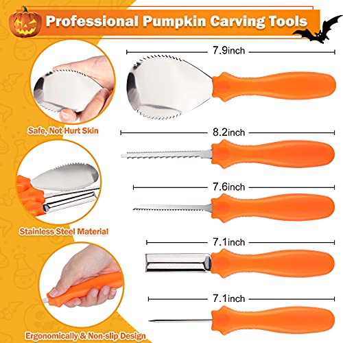 35 PCS Halloween Pumpkin Carving Kit, Professional Pumpkin Carving Tools Set with Stencils Candles Carrying Bag, Pumpkin Carving Knife for Kids Adults Sculpting Jack-O-Lanterns Halloween Decoration