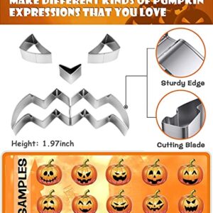 21 Pack Pumpkin Carving Kit, DIY Pumpkin Carving Tools with 6 Lights, Stainless Steel Pumpkin Stencils, Halloween Professional Pumpkin Carving Kit for Adult, Pumpkin Carving Set Gifts for kids