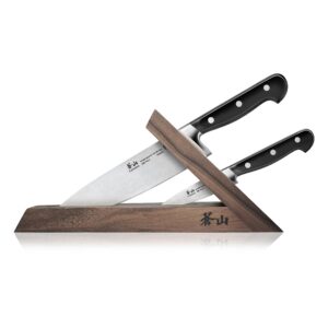 cangshan tv2 series 1021585 swedish 14c28n steel forged 3-piece tai knife block set, walnut