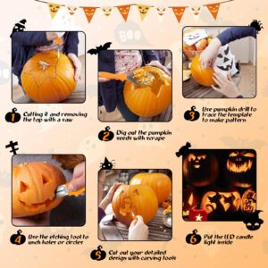 WOWBALA Pumpkin Carving Kit Tools: 25PCS Professional Halloween Pumpkin Carving Set with Stencils for Kids Adults - Heavy Duty Pumpkins Scraping Bulk for Jack-O-Lanterns Decoration