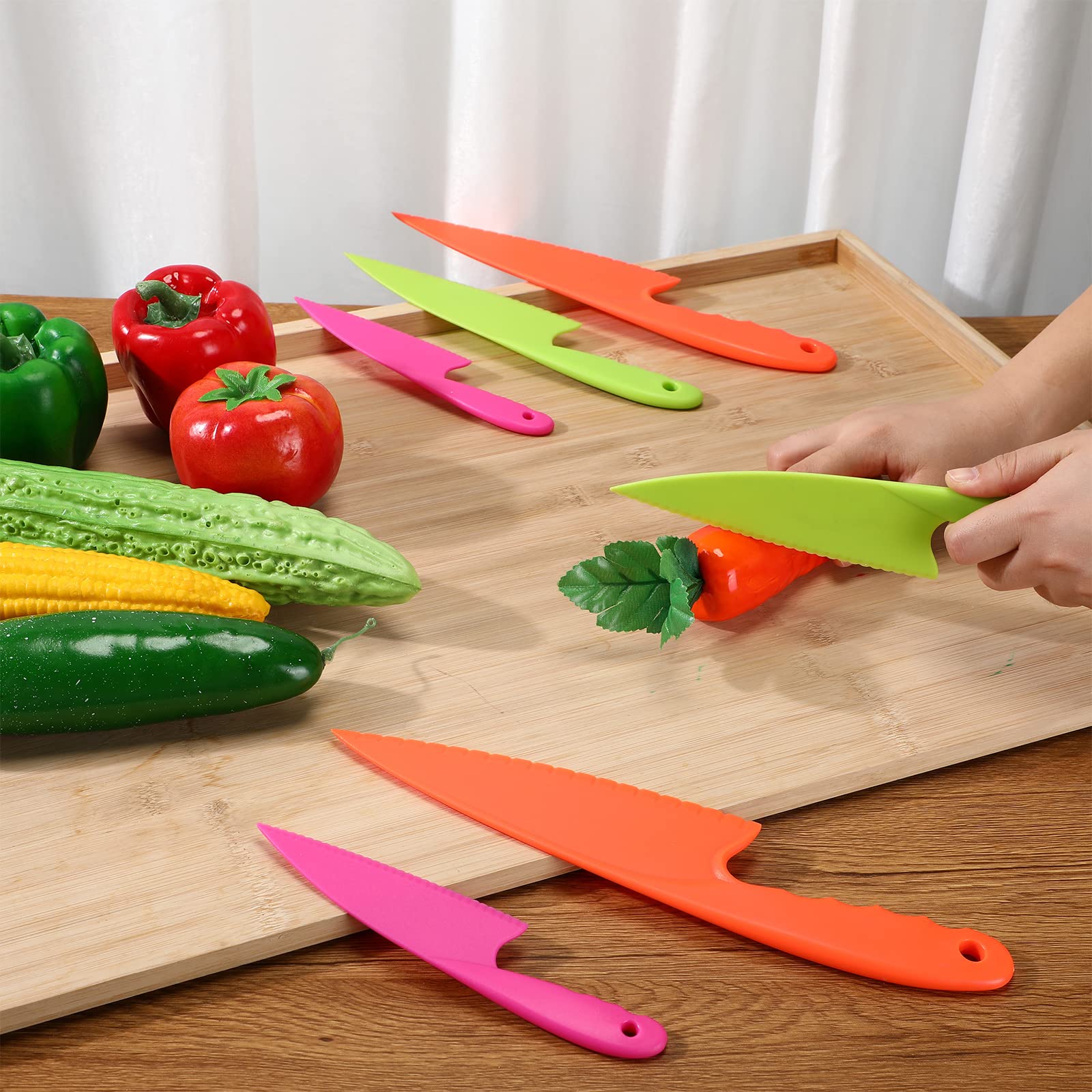 30 Pieces Kid Plastic Kitchen Knife Set Toddler Knife Kids Safe Knives Children Cooking Nylon Chef Knives for Fruit, Bread, Cake, Salad, Lettuce Knife (Color 3)