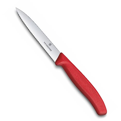 Victorinox VIC-6.7731 Swiss Classic Paring 4" Serrated Spear Point Blade 5/8" Width at Handle Red