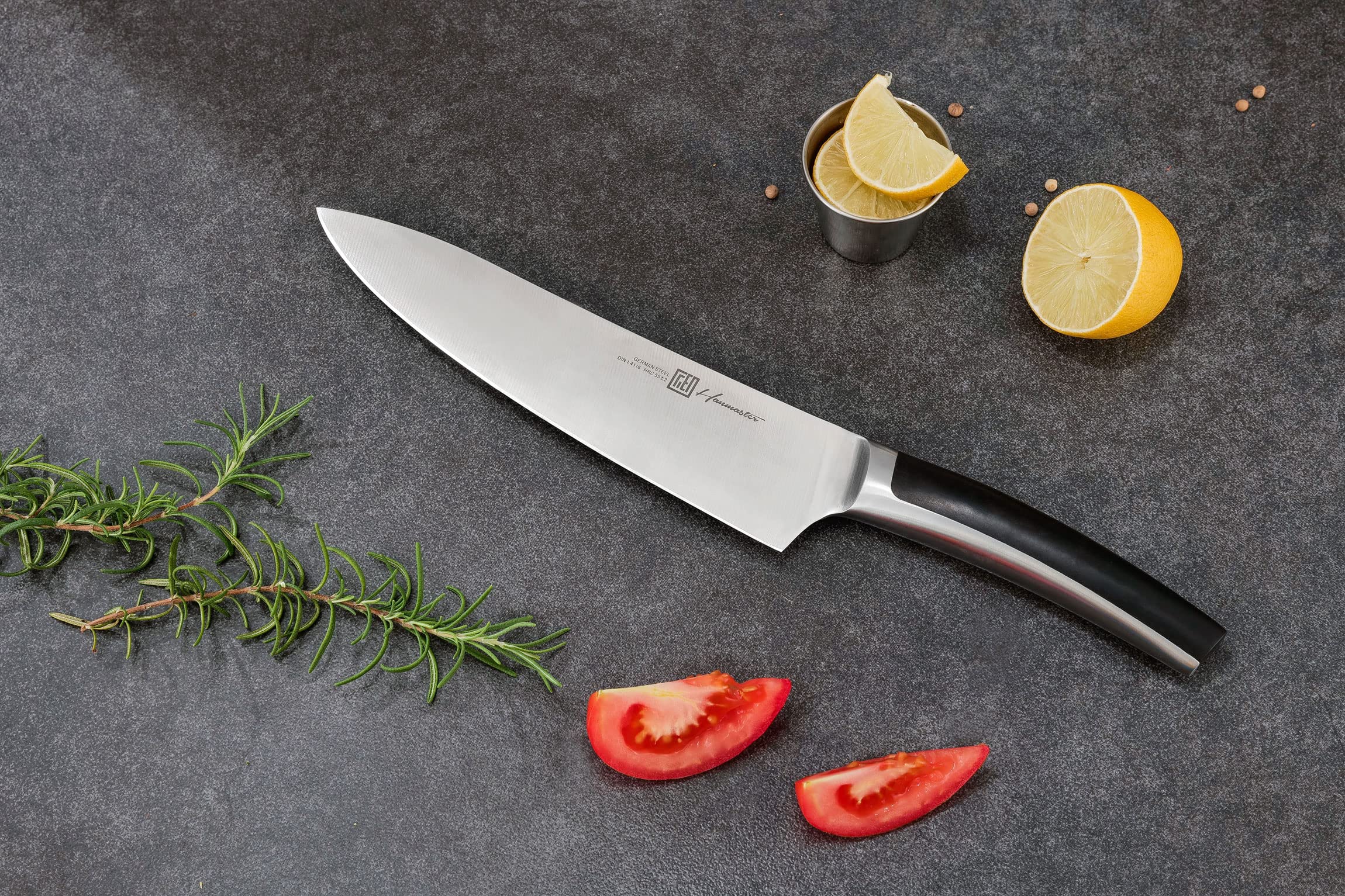 Hanmaster Chef Knife, 8-inch German Steel Sharp Chefs Knife with Non-slip Handle, Ideal Comfortable Grip Kitchen Knife for Home and Restaurants.