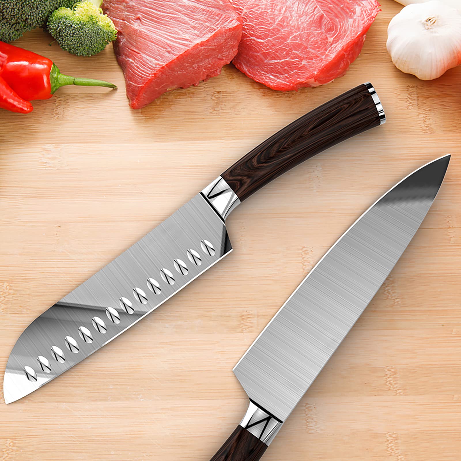 Molartoo Chef Knife set 2,8 inch Professional Kitchen Knife, 1.4116 Stainless Steel,Ergonomic Wood Handleoku Cutter