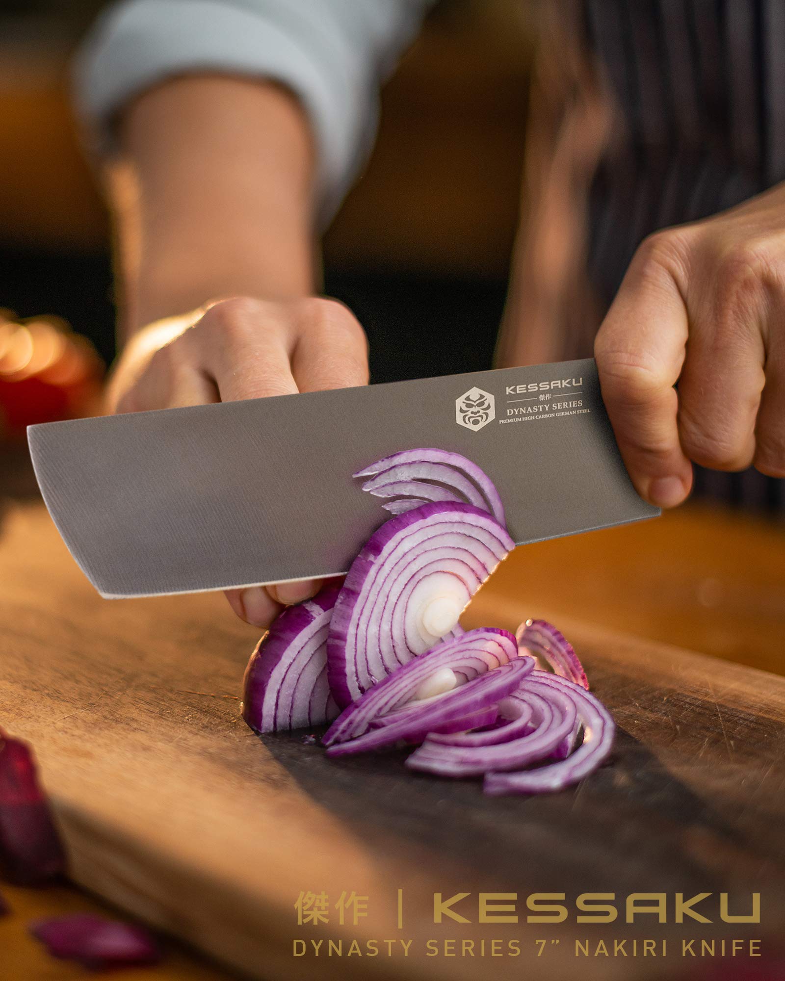 KESSAKU Nakiri Knife - 7 inch - Dynasty Series - Asian Vegetable Cleaver - Razor Sharp Kitchen Knife - Forged ThyssenKrupp German High Carbon Stainless Steel - G10 Garolite Handle with Blade Guard