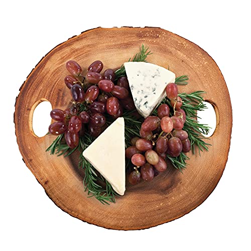 Twine Acacia Wood Cheese Board with Handles, Cheese Platter, Charcuterie board Set, Cheese Tray, Natural Wood