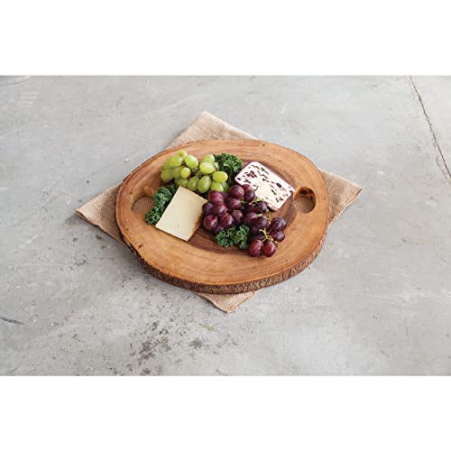 Twine Acacia Wood Cheese Board with Handles, Cheese Platter, Charcuterie board Set, Cheese Tray, Natural Wood