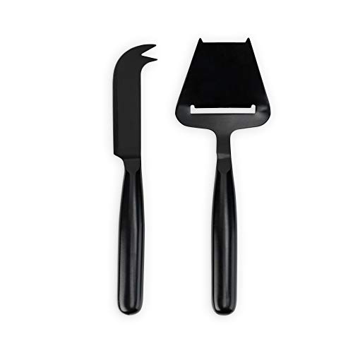 True Nero Cheese Knives, Matte Black, Set of 2