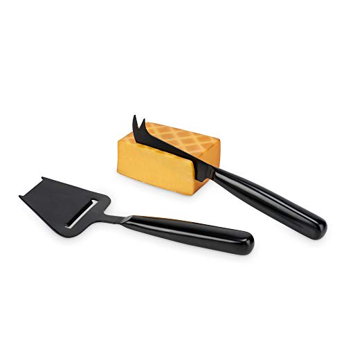 True Nero Cheese Knives, Matte Black, Set of 2