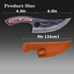 tatakook Butcher Knife for Meat Cutting,Hand Forged Viking Knife with Sheath,Caveman Knives Camping knife for Kitchen,Meat Cleaver Boning Knife (color 2)