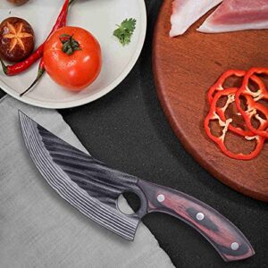 tatakook Butcher Knife for Meat Cutting,Hand Forged Viking Knife with Sheath,Caveman Knives Camping knife for Kitchen,Meat Cleaver Boning Knife (color 2)