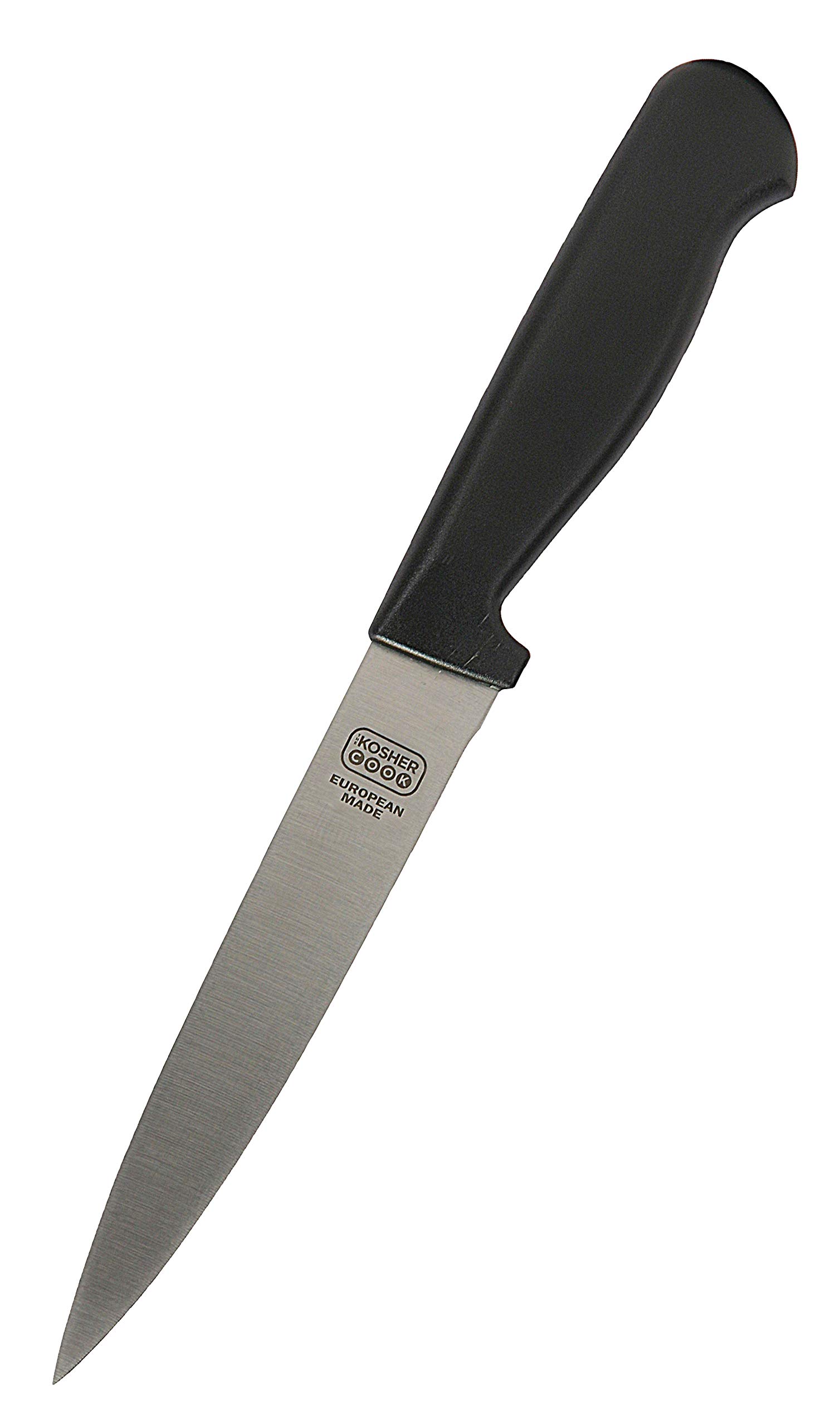 The Kosher Cook Black Kitchen Knife – 6” Steak and Vegetable Knife - Razor Sharp Pointed Tip, Straight Edge - Color Coded Kitchen Tools