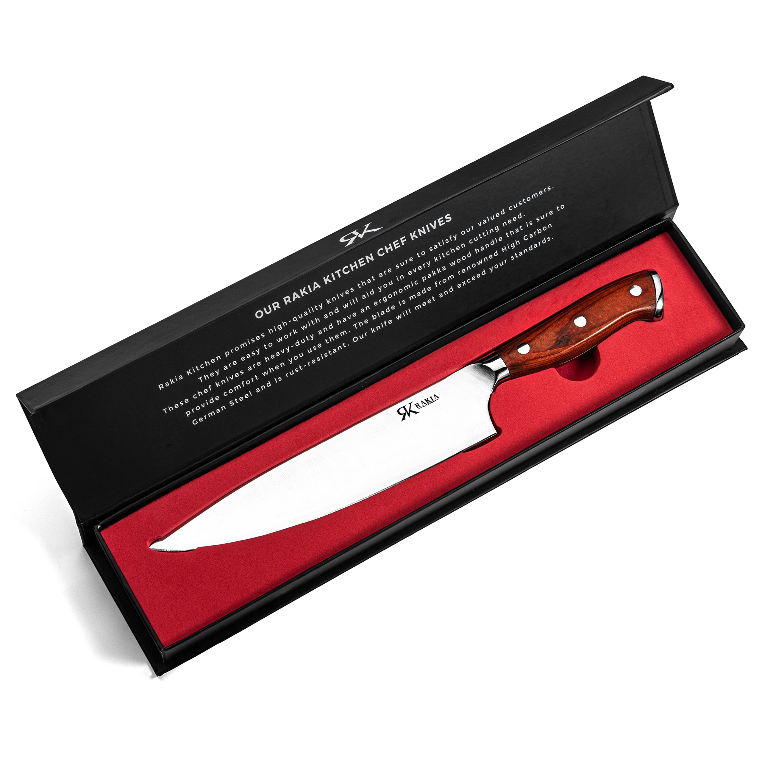 Chef Knife - Pro Kitchen Knife - 8 Inch Chef’s Knife - German High Carbon Stainless Steel Sharp Kitchen Knife With Ergonomic Pakka Wood Handle - 8" Professional Chefs Knife - Comes In a Gift Box