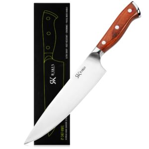 Chef Knife - Pro Kitchen Knife - 8 Inch Chef’s Knife - German High Carbon Stainless Steel Sharp Kitchen Knife With Ergonomic Pakka Wood Handle - 8" Professional Chefs Knife - Comes In a Gift Box