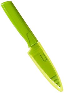 kuhn rikon 4-inch nonstick colori serrated paring knife, green