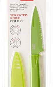 Kuhn Rikon 4-Inch Nonstick Colori Serrated Paring Knife, Green