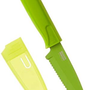 Kuhn Rikon 4-Inch Nonstick Colori Serrated Paring Knife, Green