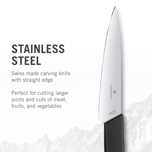 Victorinox 6.9013.15B Swiss Modern Chef's Knife Essential Kitchen Tool Cuts Everything From Meat to Fruit and Vegetables Straight Blade in Black, 5.9 inches