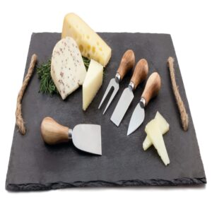 True Gourmet Cheese Tool Set, Stainless Steel with Wood Handles, Cheese Knives, Cheese Forks, 2.25 Inch Handles, Set of 4