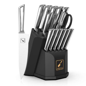 knife set, imarku 16 pcs kitchen knife set with block, high carbon stainless steel ultra sharp knife block set with hollow handle and removable block, dishwasher safe kitchen knives