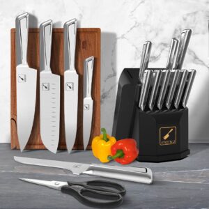 Knife Set, imarku 16 PCS Kitchen Knife Set with Block, High Carbon Stainless Steel Ultra Sharp Knife Block Set with Hollow Handle and Removable Block, Dishwasher Safe Kitchen Knives