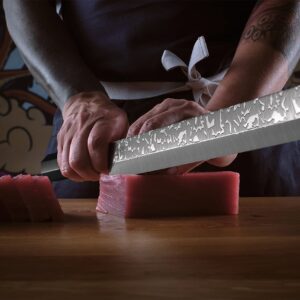 Dalstrong Slicing Tuna Knife - 17 inch Single Bevel Blade - RONIN Series - Japanese AUS-10V Damascus Kitchen Knife - Razor Sharp - Slicer - Red Rosewood Handle - w/Sheath