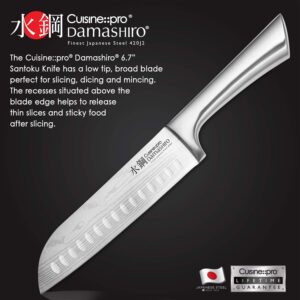 Santoku Knife, 6.5Inch - Damashiro by Cuisine::pro - Perfect for Slicing, Dicing and Mincing - Crafted from Japanese Steel