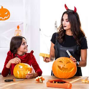 KDKD Pumpkin Carving Kit 7Pcs Halloween Professional Sculpting, Cutting and Carving Knife Supplies for Jack-O-Lanterns,Balck Easy Grip handle with Orange Pumpkin Pattern.