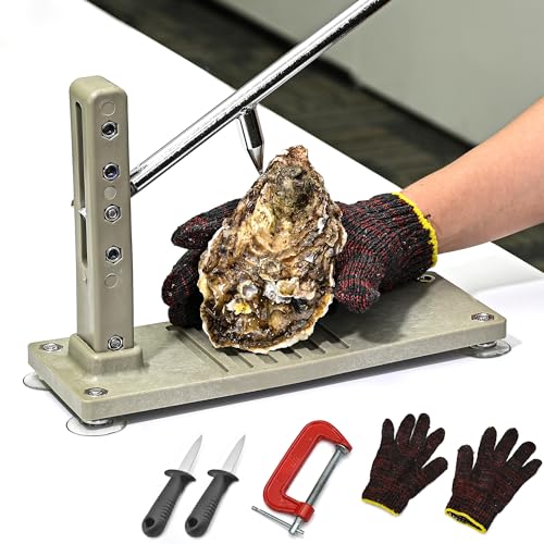 Oyster Shucker Tool Set, Oyster Clam Opener Machine, Stainless Steel, with 2 Knive & Gloves & G-clip