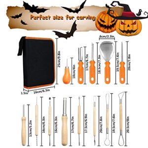 Halloween Pumpkin Carving Kit,13 Pieces Professional Stainless Steel Pumpkin Carving Tools Kit with 8 Carving Stencils Carrying Case-Carve Jack-O-Lanterns Halloween Decorations DIY