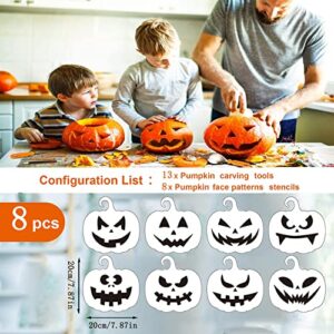 Halloween Pumpkin Carving Kit,13 Pieces Professional Stainless Steel Pumpkin Carving Tools Kit with 8 Carving Stencils Carrying Case-Carve Jack-O-Lanterns Halloween Decorations DIY