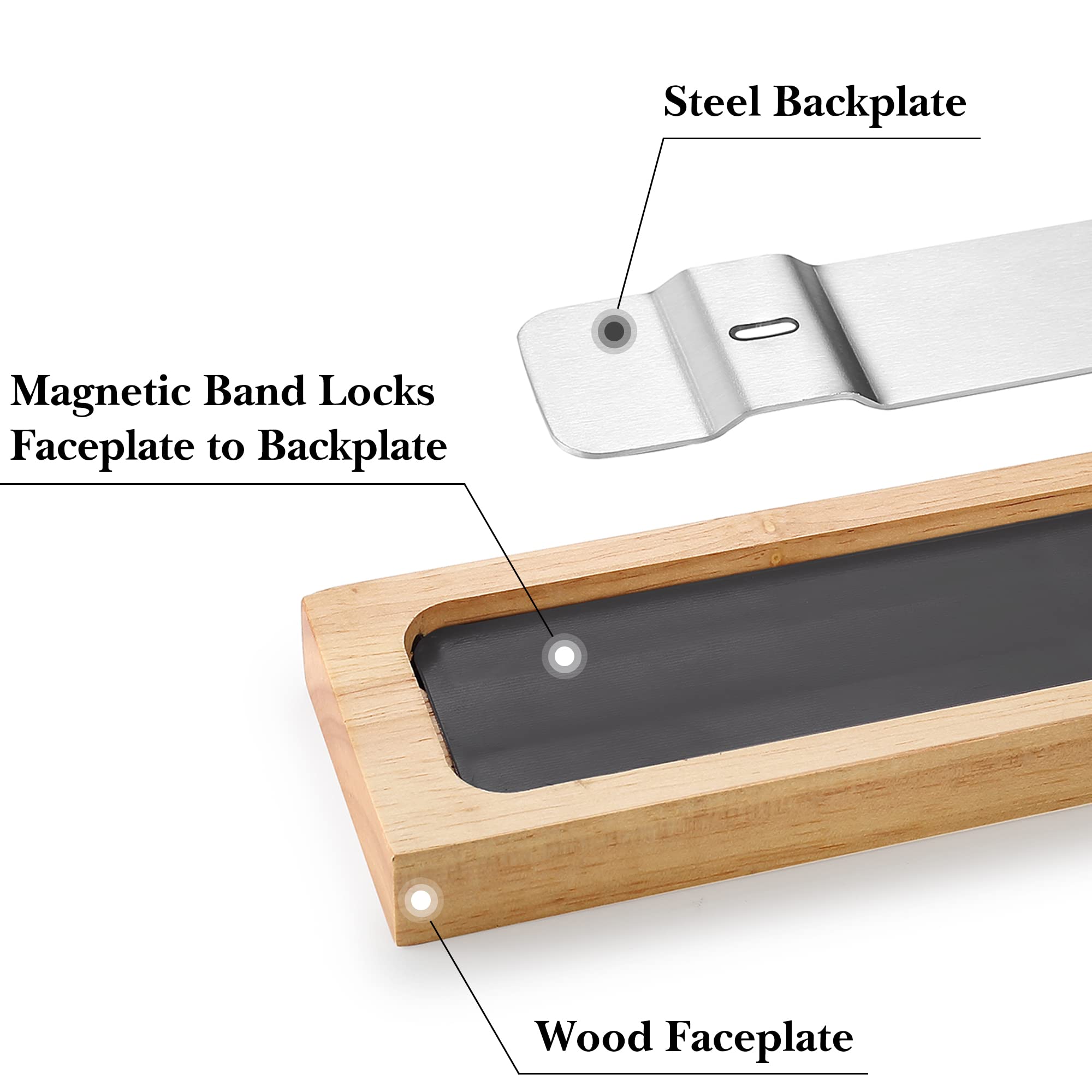 Magnetic Knife Holder for Wall, PICKWILL 16 Inch Magnetic Knife Strip, Powerful Wood Magnet Knife Rack for Kitchen Knives & Tools