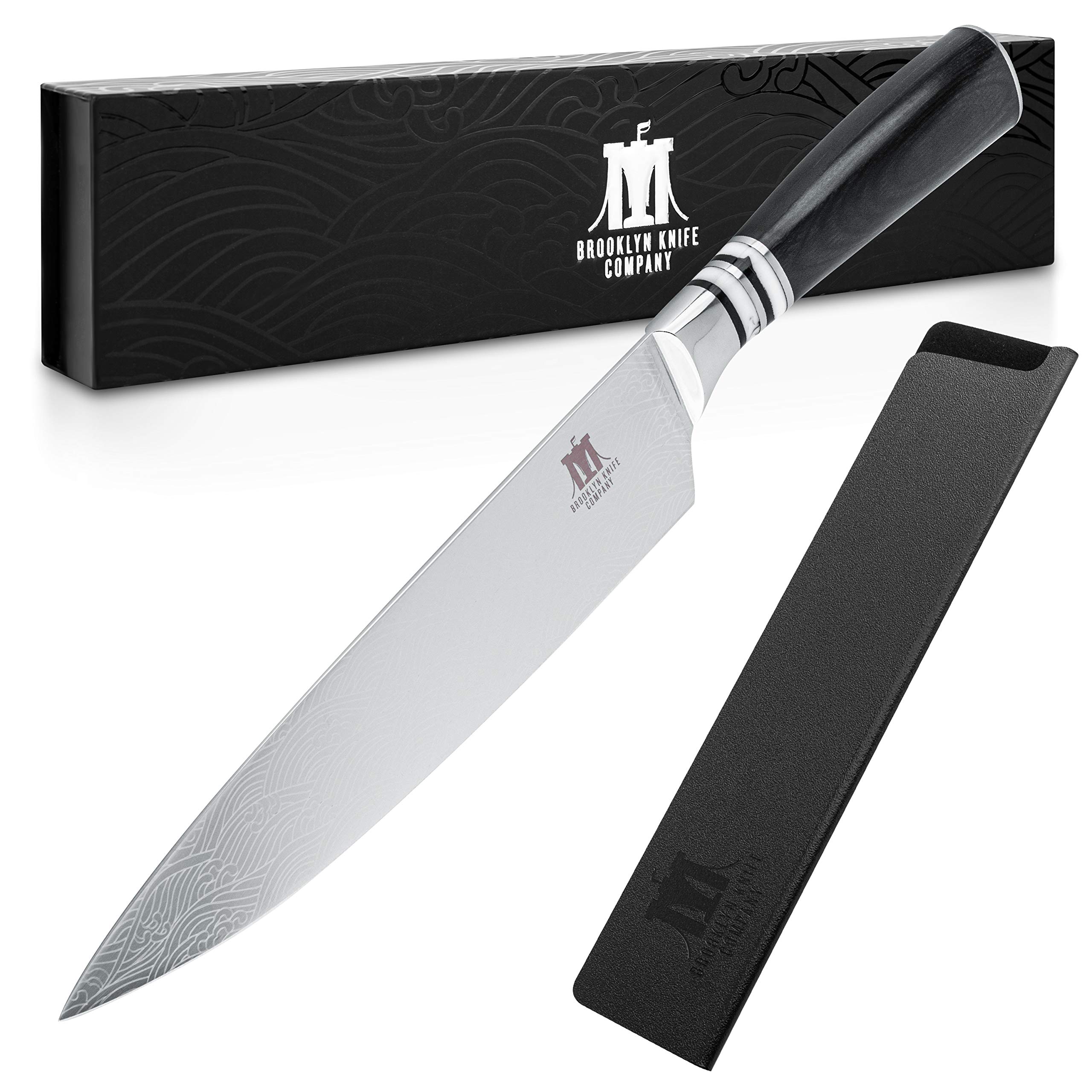 Brooklyn Knife Co. Chef Knife - Japanese Seigaiha Series - Etched High Carbon Steel 8-Inch