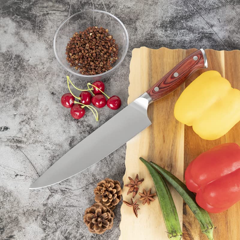 Chef knife Steel-8 Inch -German Stainless Steel In High Carbon Professional Kitchen Knife Sharp Paring Knife With Ergonomic Handle,Kitchen Gadgets and Gift