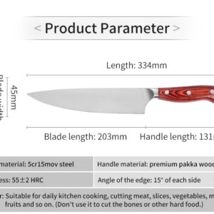 Chef knife Steel-8 Inch -German Stainless Steel In High Carbon Professional Kitchen Knife Sharp Paring Knife With Ergonomic Handle,Kitchen Gadgets and Gift